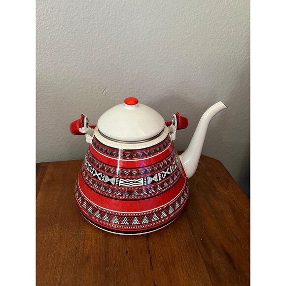 Kitchen | Vintage Red White And Black Kettle By Al Saif | Poshmark